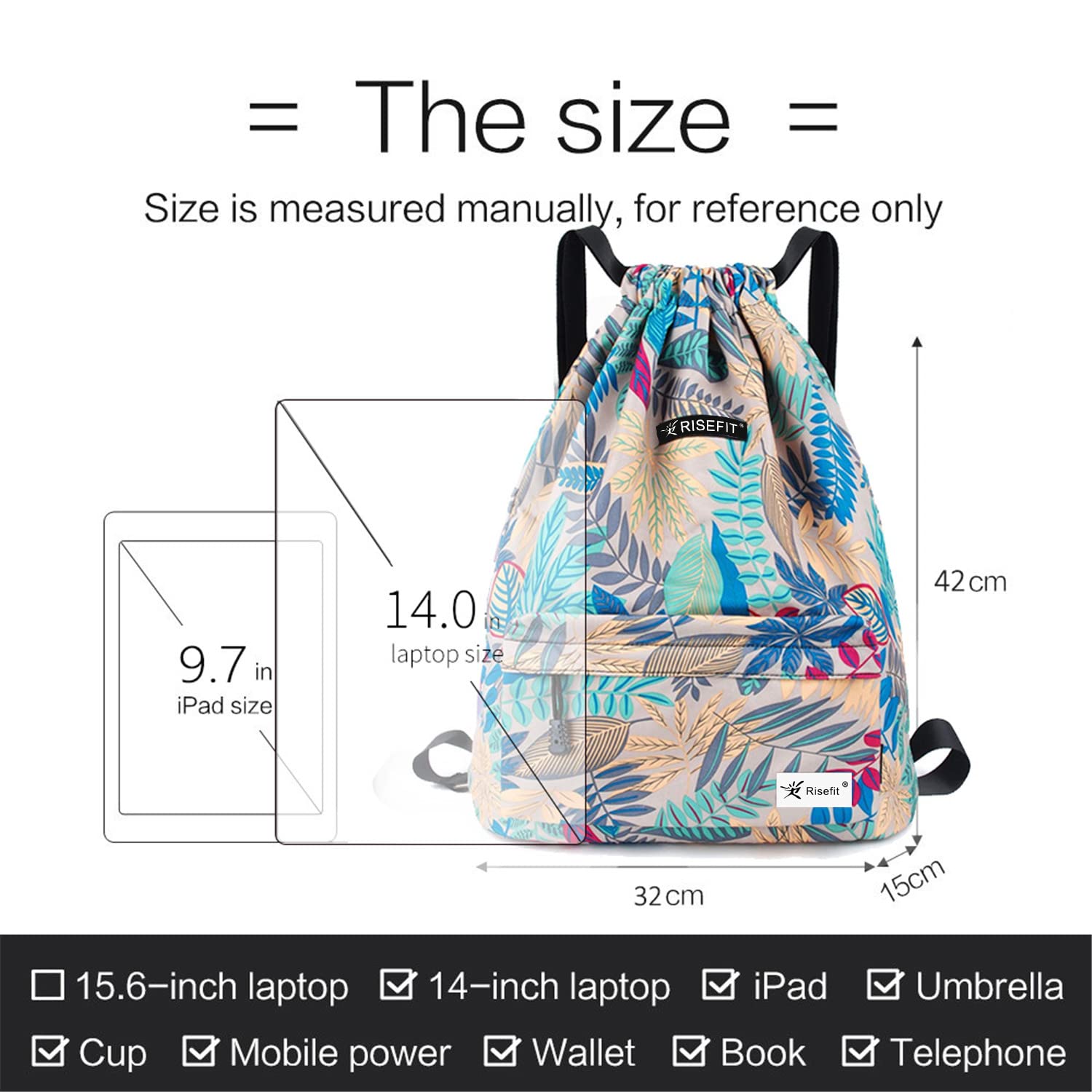 Risefit Waterproof Drawstring Bag, Gym Bag Sackpack Sports Beach Backpack for Men Women