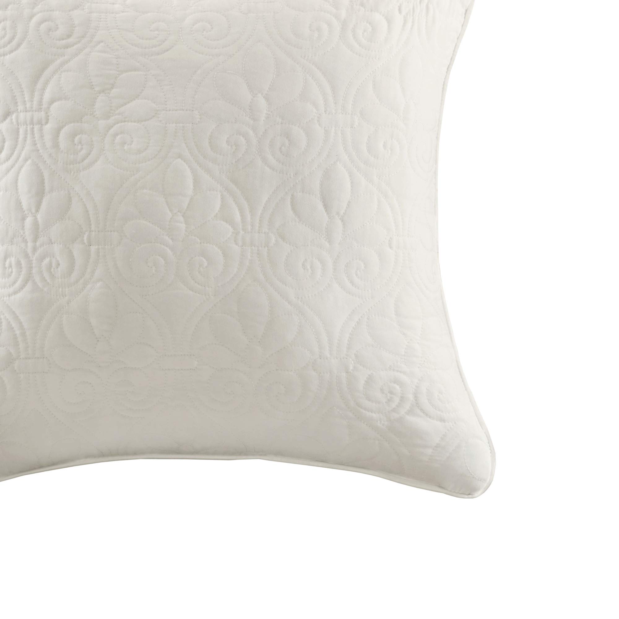 Madison Park Quebec Quilted Throw Pillow , Transitional Square Decorative Pillow , 20X20, Set of 2 , Ivory