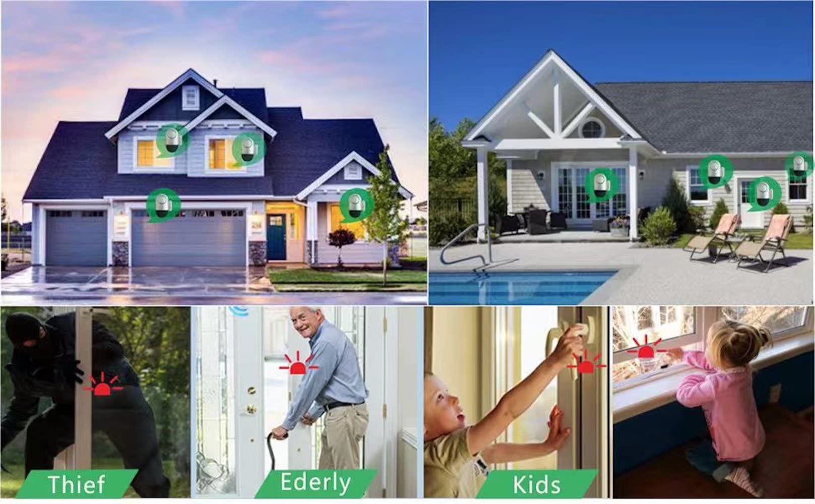 Window and Door Alarm for Kids Safety, 8 Pack Personal Security at Home for Pool Burglar Alert