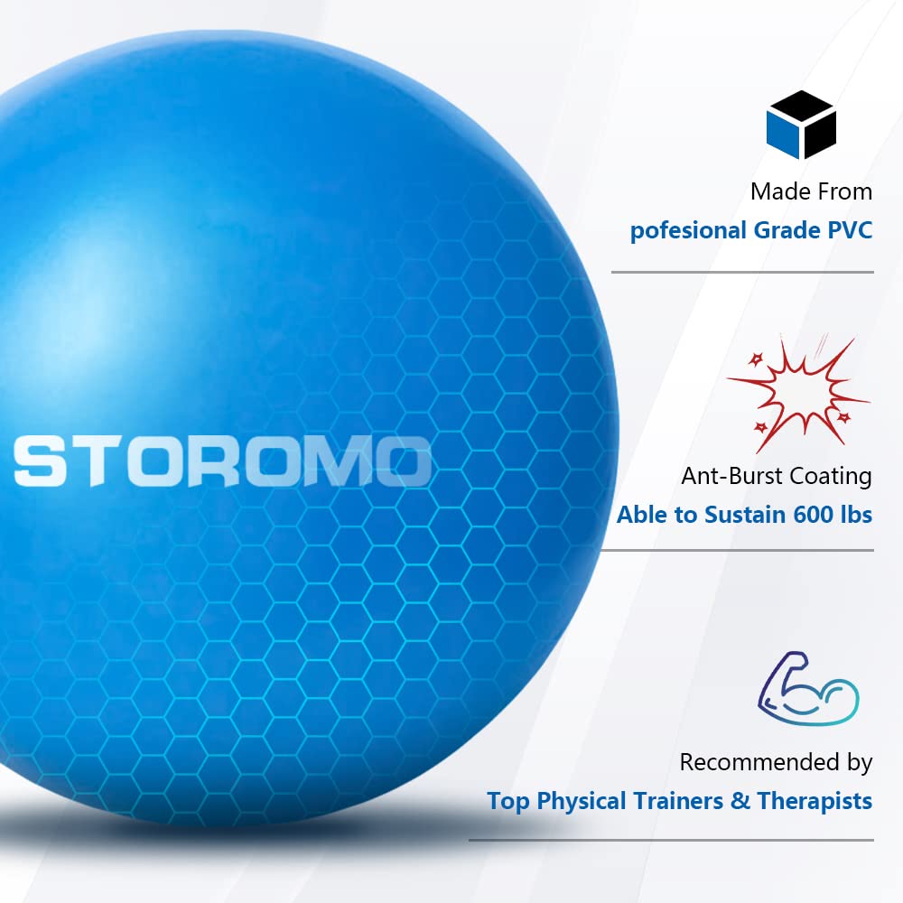 STOROMO Mini Exercise Ball, Pilates Ball,Barre Ball,Bender Ball,Exercise Ball Small 9 Inch,for Home & Gym Improves Balance and Core Training (Blue)