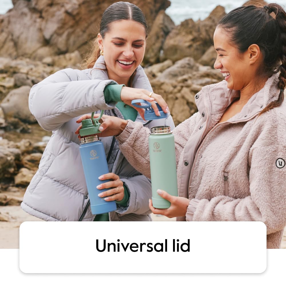 TAKEYA Actives Insulated Stainless Steel Water Bottle with Spout Lid, 32 Ounce, Cucumber