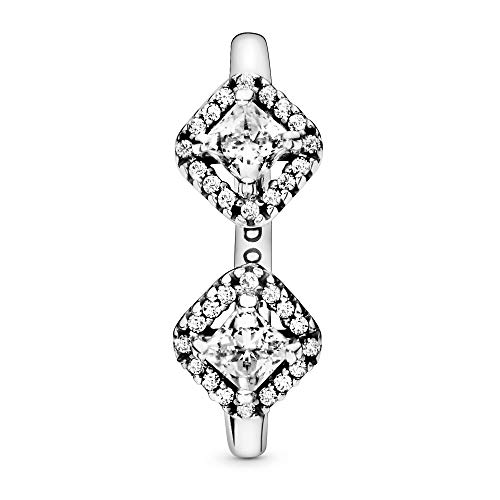 Pandora Jewelry Square Sparkle Cubic Zirconia Ring in Sterling Silver, Size 7.5
