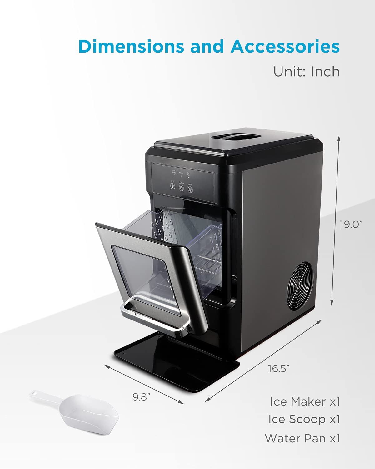 Soukoo Countertop Crunchy Chewable Nugget Ice Maker 44lbs per Day