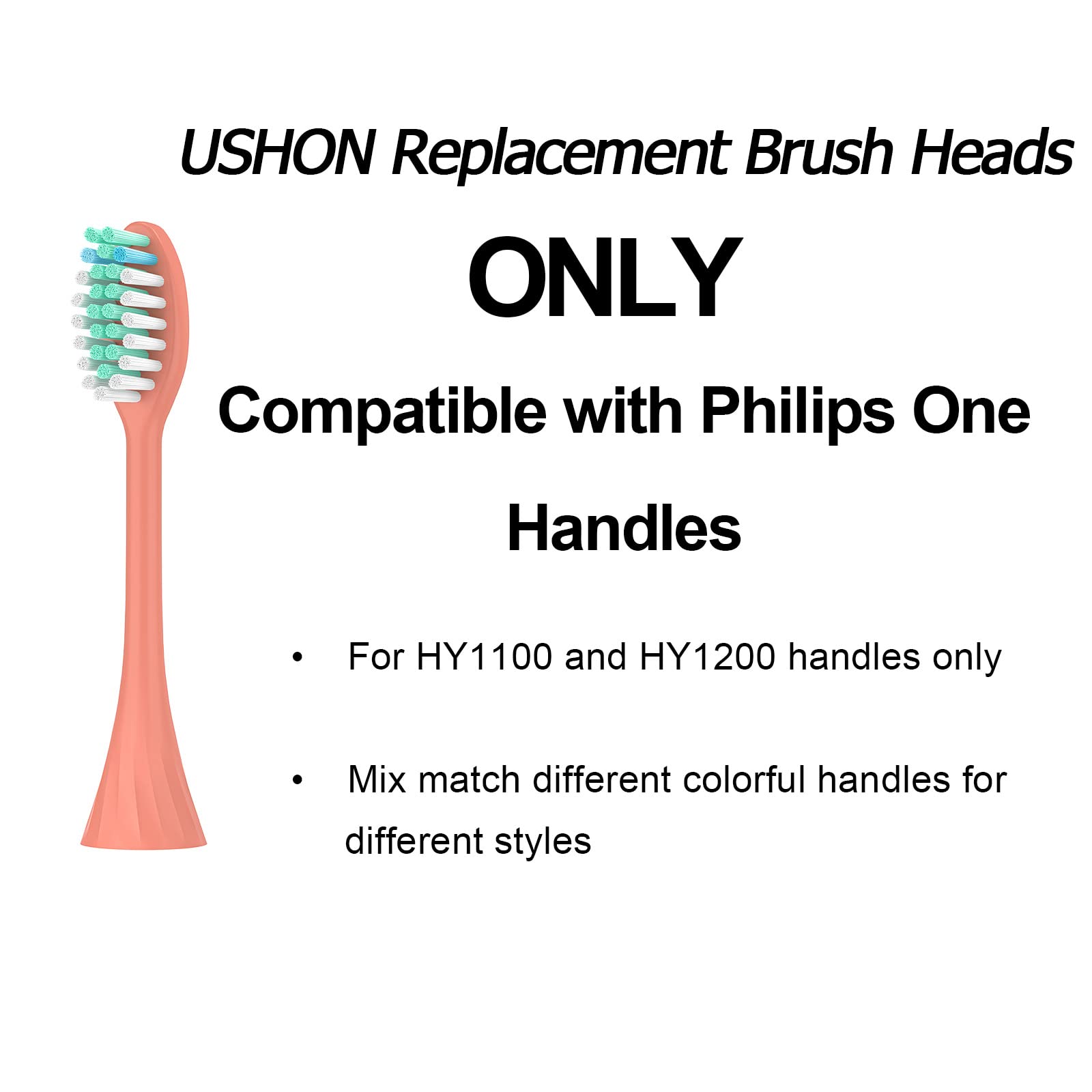 Toothbrush Replacement Brush Heads, for HY1100 and HY1200 Only, Compatible with Philips One Electric Toothbrushes, 4 Pack (Miami Coral)