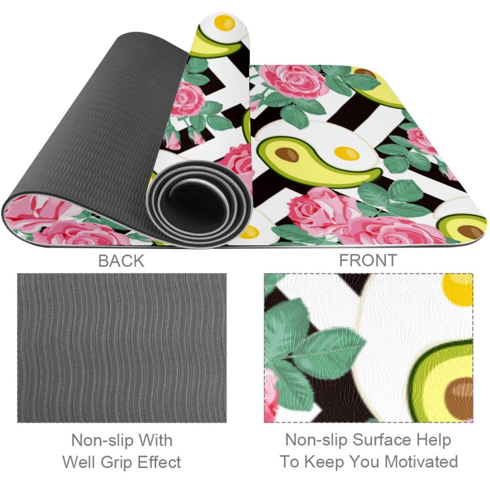 Yoga Mat, Yoga Mats for Home Workout, Workout Mat, Exercise Mats, Pilates Mat, rose flower plant yin yang pattern