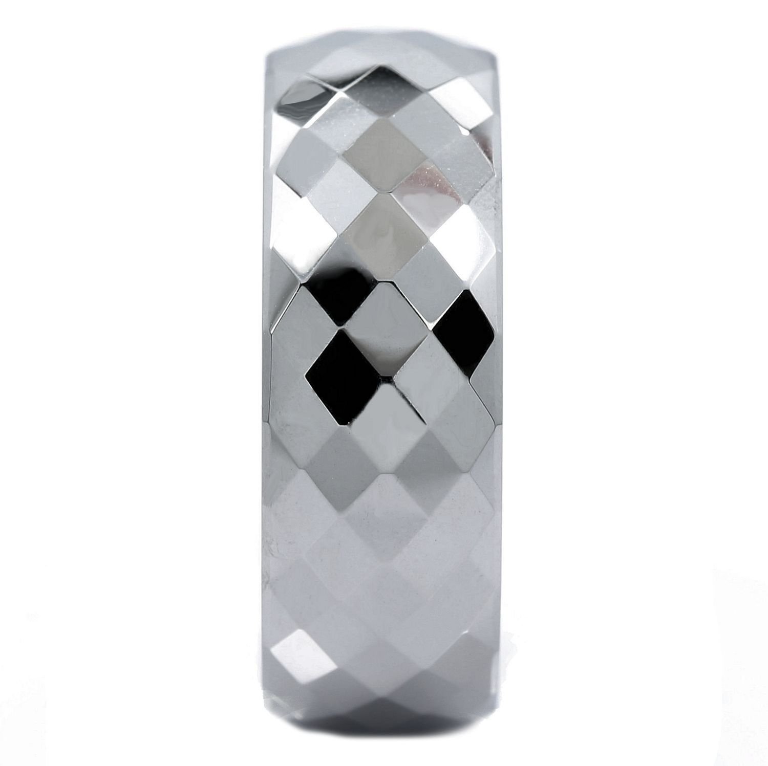 MJ Metals Jewelry Tungsten Carbide 8mm Polished Faceted Honeycomb Pattern COMFORT FIT Wedding Band Ring Size 11