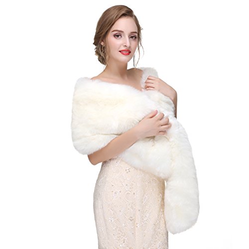 Women's Faux Fur Shawl Wraps and Bolero Shrug Faux Mink Stole for Wedding