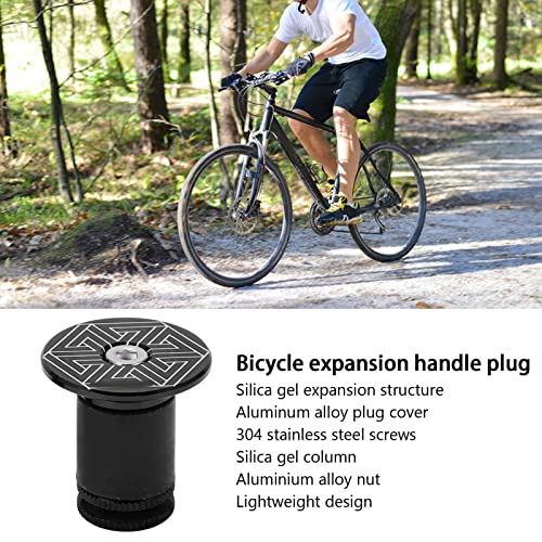 Raguso Handlebar Grips End Plugs, Handlebar End Plugs Practical Lightweight for Road Bikes(Swirl - Black)