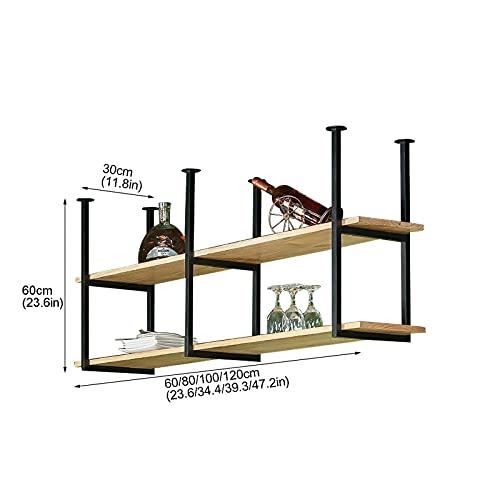 Wine Racks,Ceiling Shelf Ceiling Mounted Wine Rack, 2-Tier Industrial Ceiling Shelf for Display, Books, Storage & Decor, Metal Iron Wine Shelf, Easy to Install/120 * 30 * 60Cm