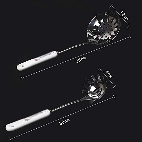 LMMDP 7pcs Stainless Steel Kitchenware Set Steak Frying Shovel Spatula Soup Spoon Noodle Spoon Kitchen Cooking Tools