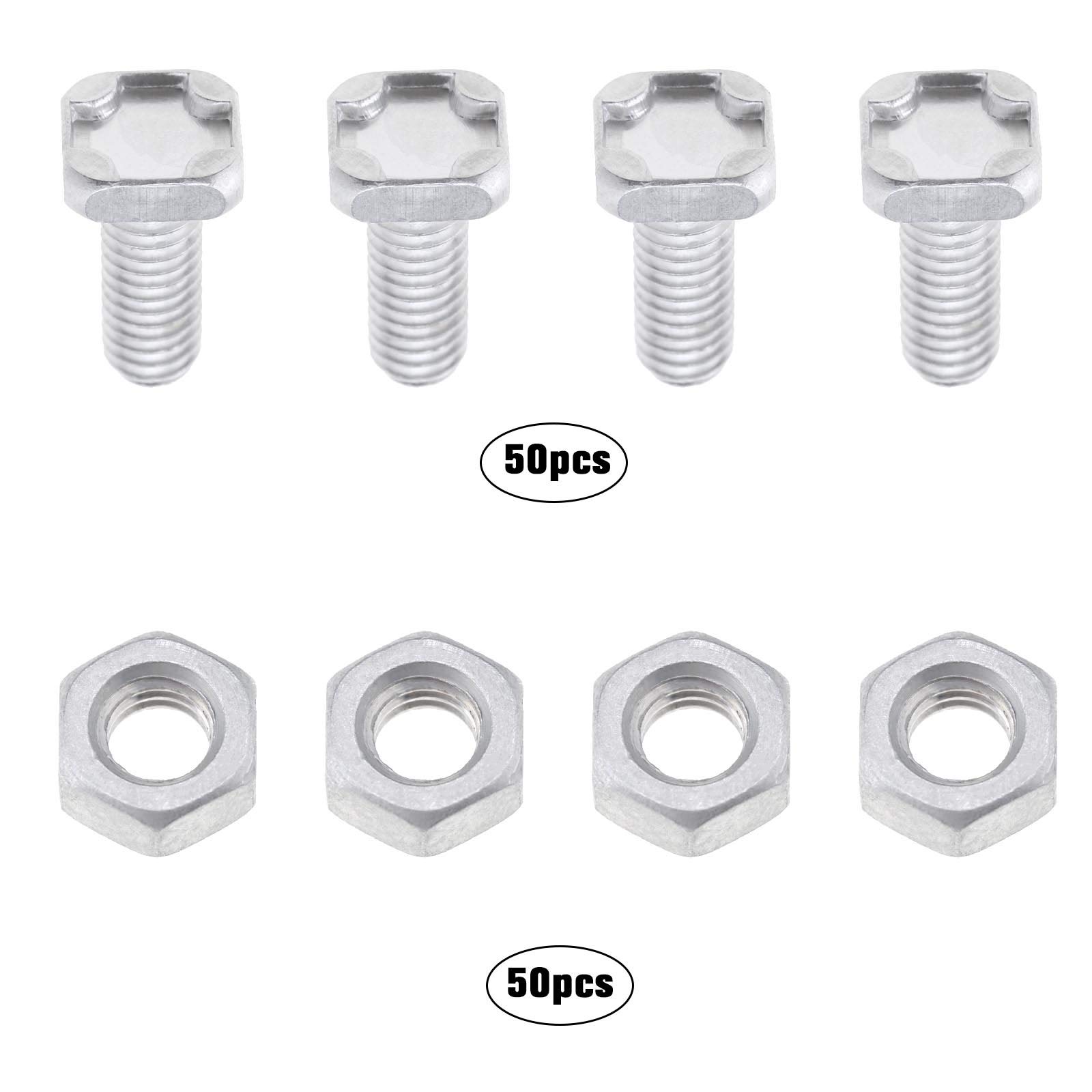 Micro Traders M6 Glazing Bar Bolt Repair Kit, 50pcs Square Head Bolt and 50Pcs Nut for Glasshouse Repair Fixing
