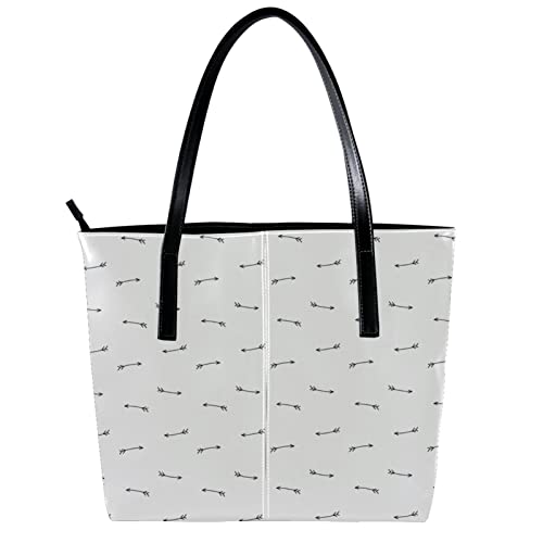 Women's Large Size Canvas Shoulder Bag Hobo Crossbody Handbag Casual Tote, Black White Painting Arrow