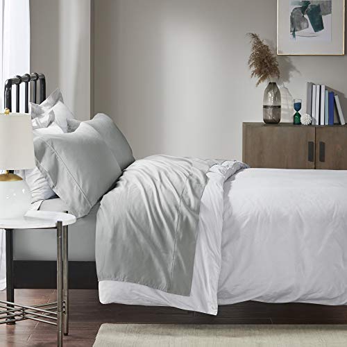 Madison Park 1500 Thread Count Cotton Blend Pillow Case Cover , Casual Luxury Machine Washable King Size Pillow Cases Set of 2 , King : 20 X 40 , Grey