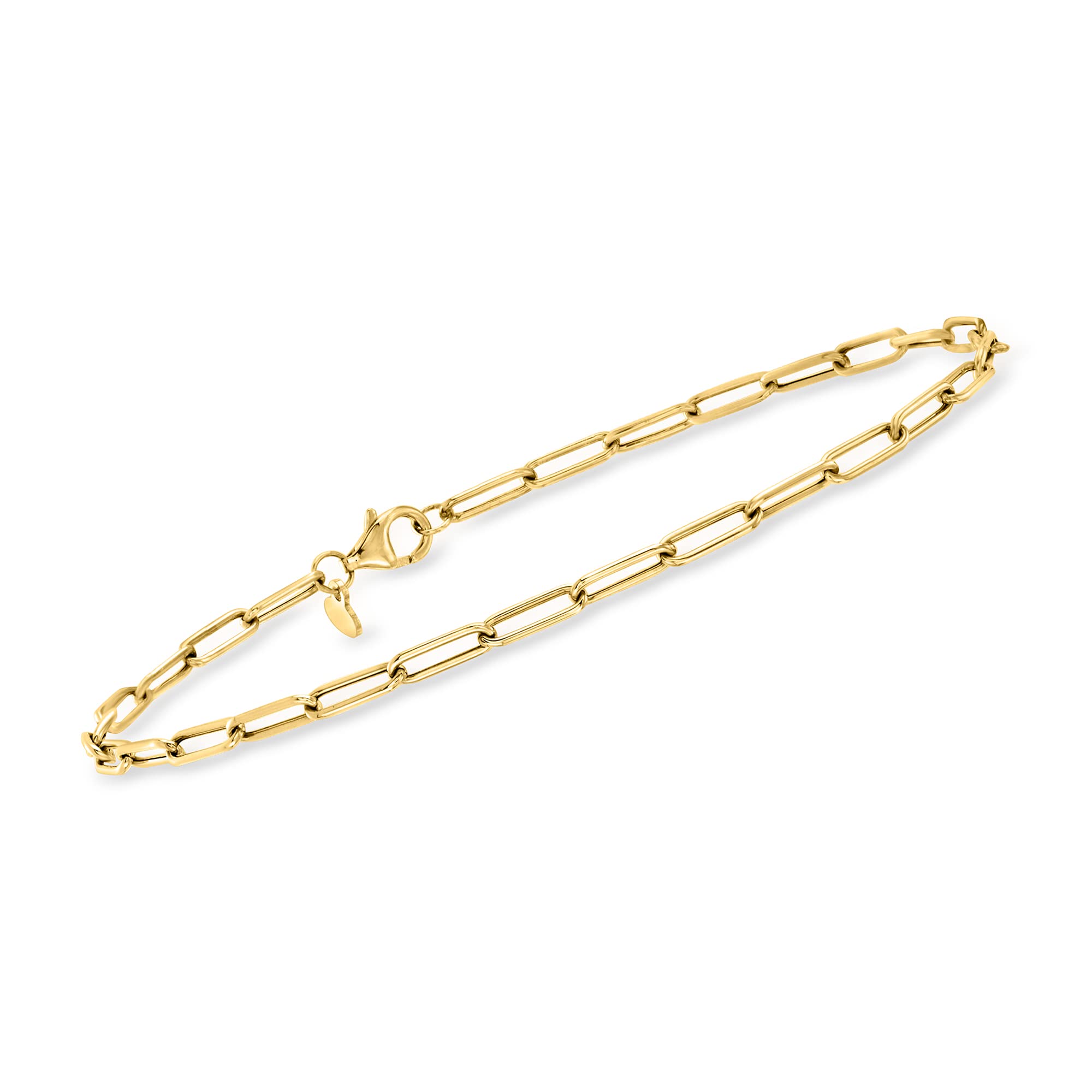 RS Pure by Ross-Simons Italian 14kt Yellow Gold Paper Clip Link Anklet. 9 inches