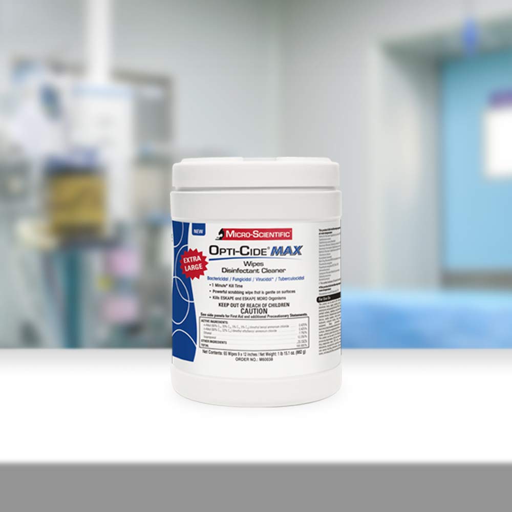 Micro-Scientific M60038 Disinfectant Cleaner Wipe, XL, 9" Width, 12" Length, Pack of 65