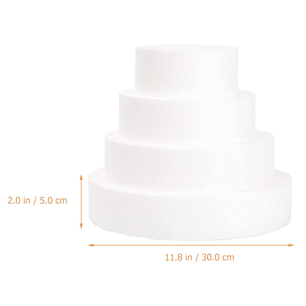 PAREKS Foam Cake Dummies 4pcs Fake Foam Cakes Foam Cake Dummy 4 Tiers Round Wedding Display Cake Models Practicing Molds for DIY Decorating Cake Dummies/1190