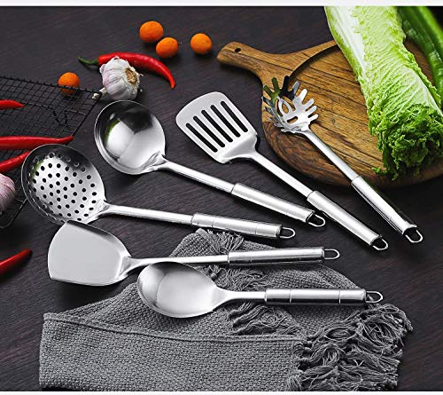 LMMDP 7Pieces Stainless Steel Kitchenware Set Cooking Spoon Shovel Spatula Soup Colander Home Kitchen Utensils Tools Gifts Kitchen