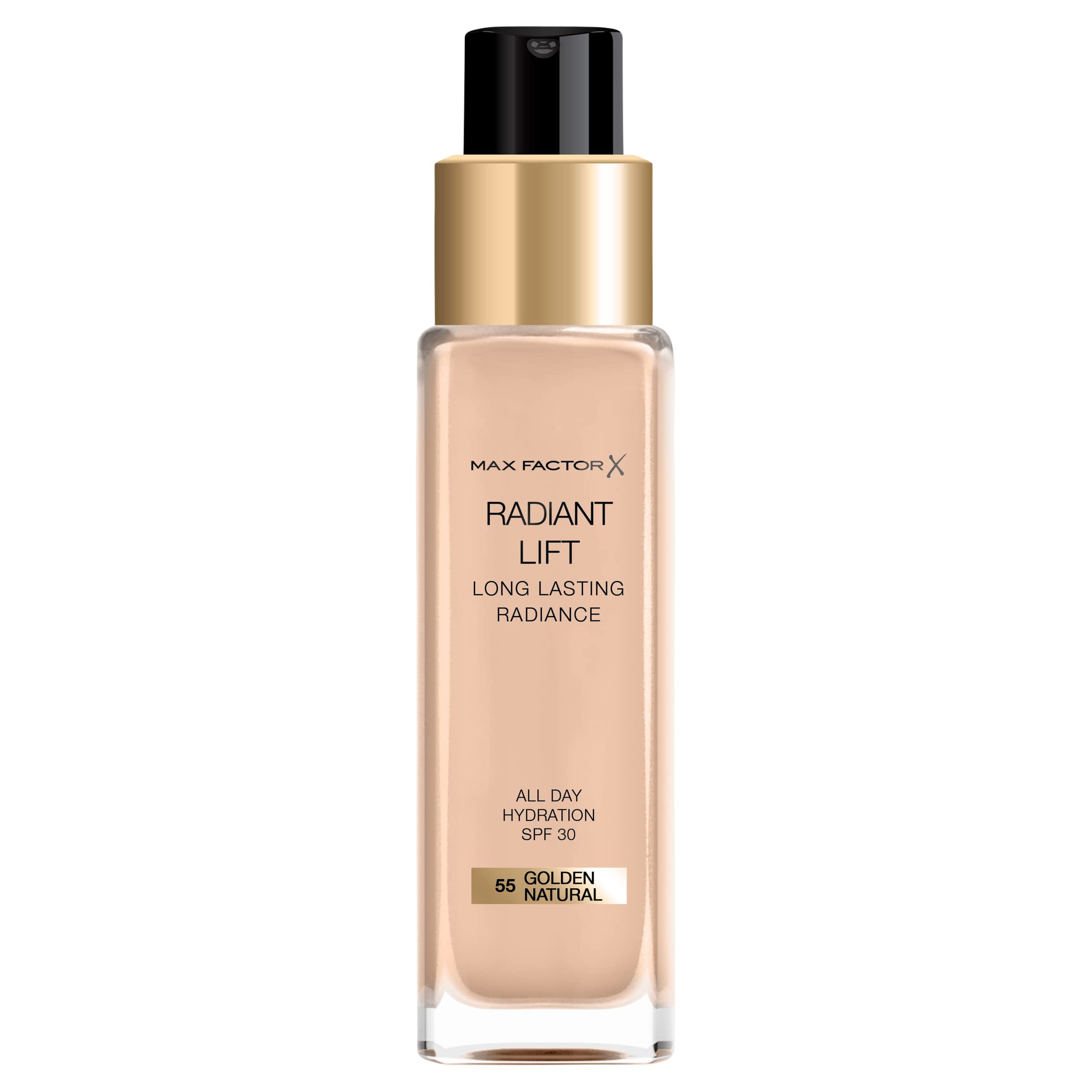 Max Factor Radiant Lift Liquid Pump Medium to Full Coverage Radiant Finish Foundation with SPF30 and Hyaluronic Acid, 066 Sand, Medium Skin Tone, 30ml