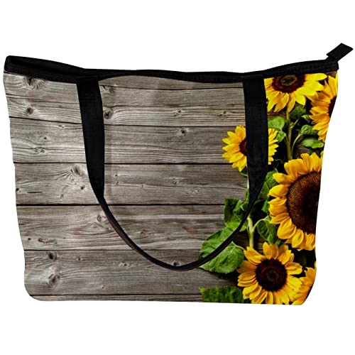 Women's Large Size Canvas Shoulder Bag Hobo Crossbody Handbag Casual Tote, Plank Sunflower
