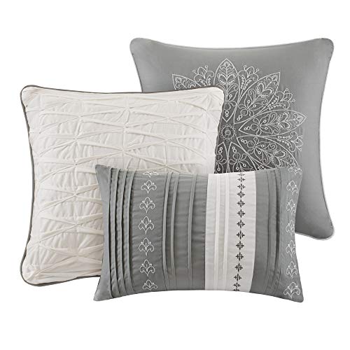 Madison Park Averly 7 Piece Comforter Set, Grey, Cal, California King (104 in x 92