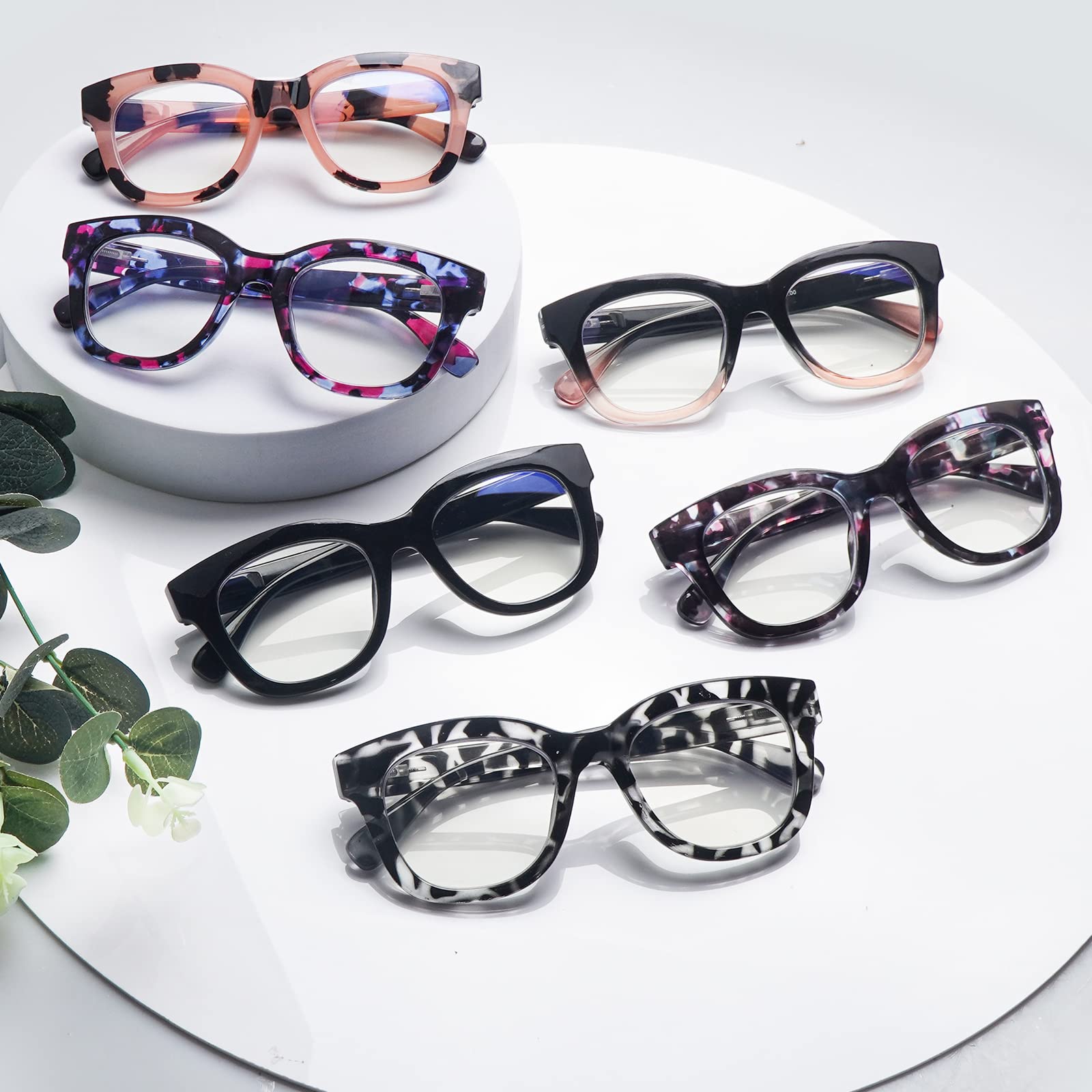 MAEOWN Oprah Style Reading Glasses for Women Blue Light Blocking 6 Pack Computer Readers Fashion Quality Eyeglasses (Multicolor, 1.25, x)