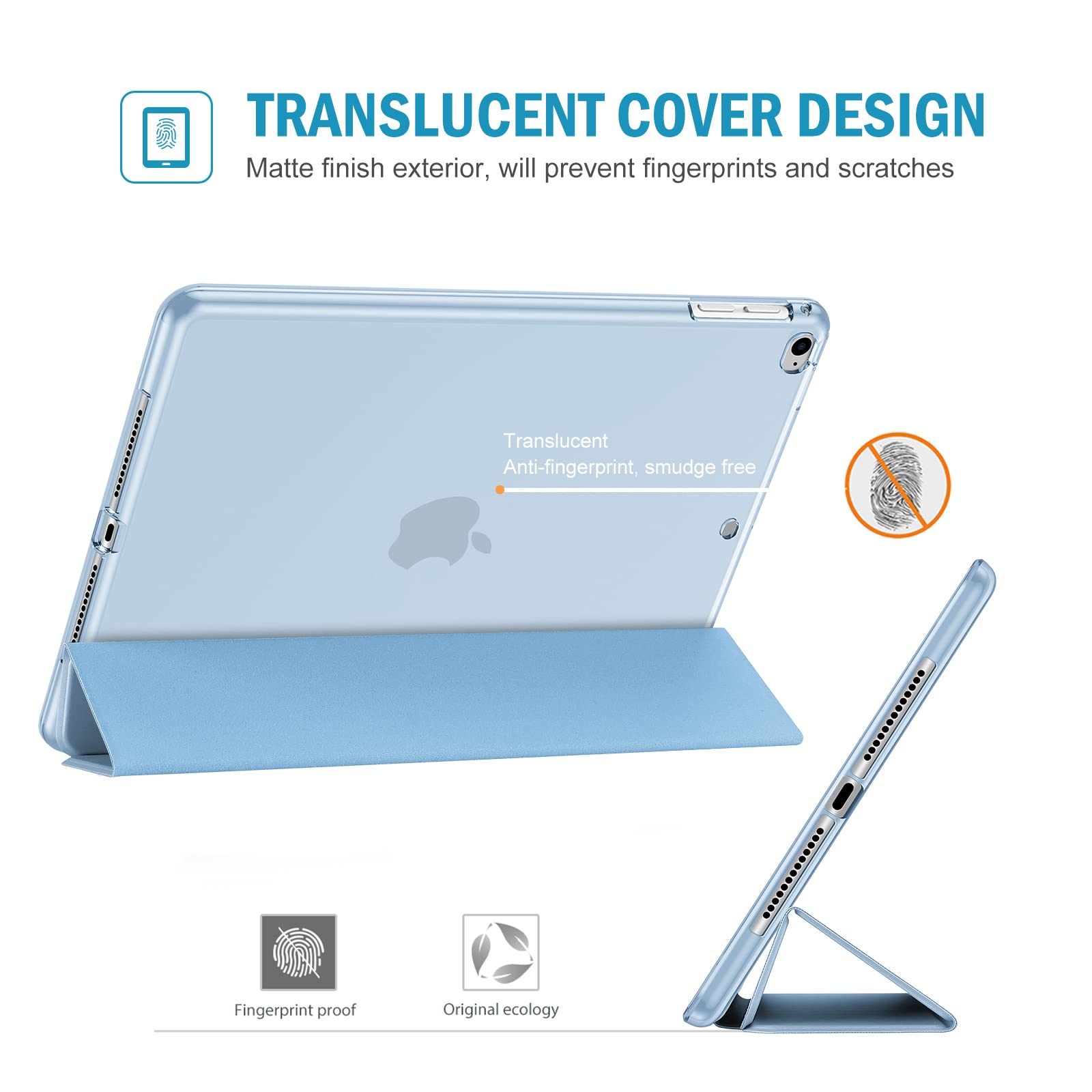 ProCase Smart Case for iPad 9.7 Inch iPad 6th 5th Generation Cases, iPad Air 2, iPad Air Case, Slim Soft TPU Cover Stand Smart Case for iPad 9.7 2018 2017 Model iPad Air 2 Air 1 -SkyBlue
