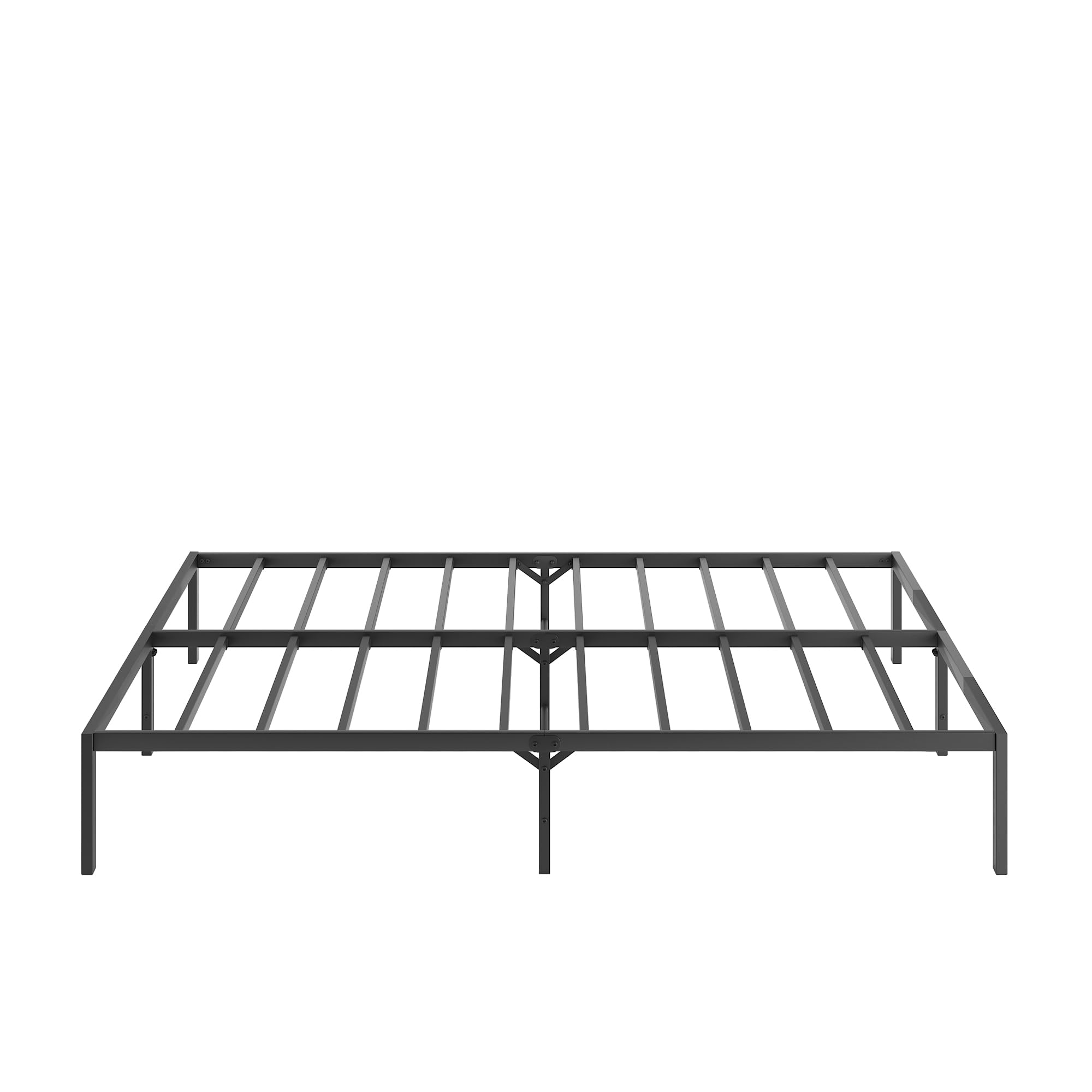 MegaChunk Full Size Metal Platform Bed Frame, Sturdy Structure with Minimalist Styling, No Box Spring Needed, Wave Shaped Headboard, No-Noise Design, Black