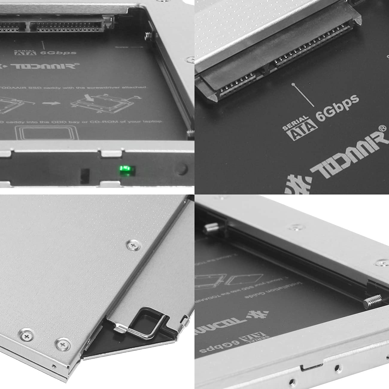 TODAAIR Computer Hard Drive Enclosures for CD/DVD ROM|9.5mm|SATA to SATA|2nd SSD HDD|Hard Drive Caddy|MacBook Pro|Compatible with All Systems|All Brands Laptops