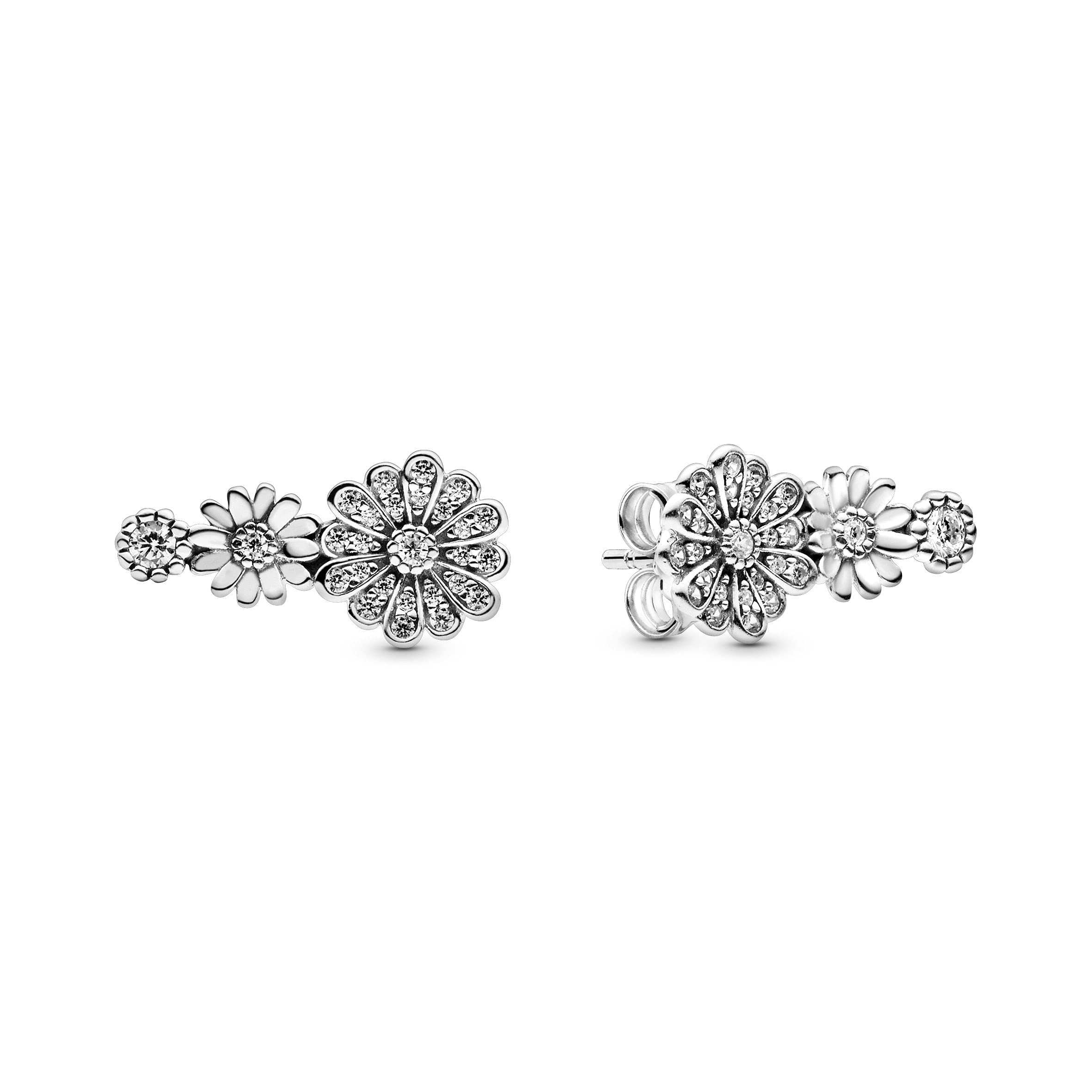 PANDORA Sparkling Daisy Flower Trio Stud Earrings - Great Gift for Her - Stunning Women's Earrings - Sterling Silver & Cubic Zirconia, No Gift Box