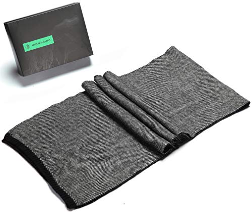 Mio Marino Mens Premium Winter Scarf, Soft Knit Scarves - Black & White - One Size