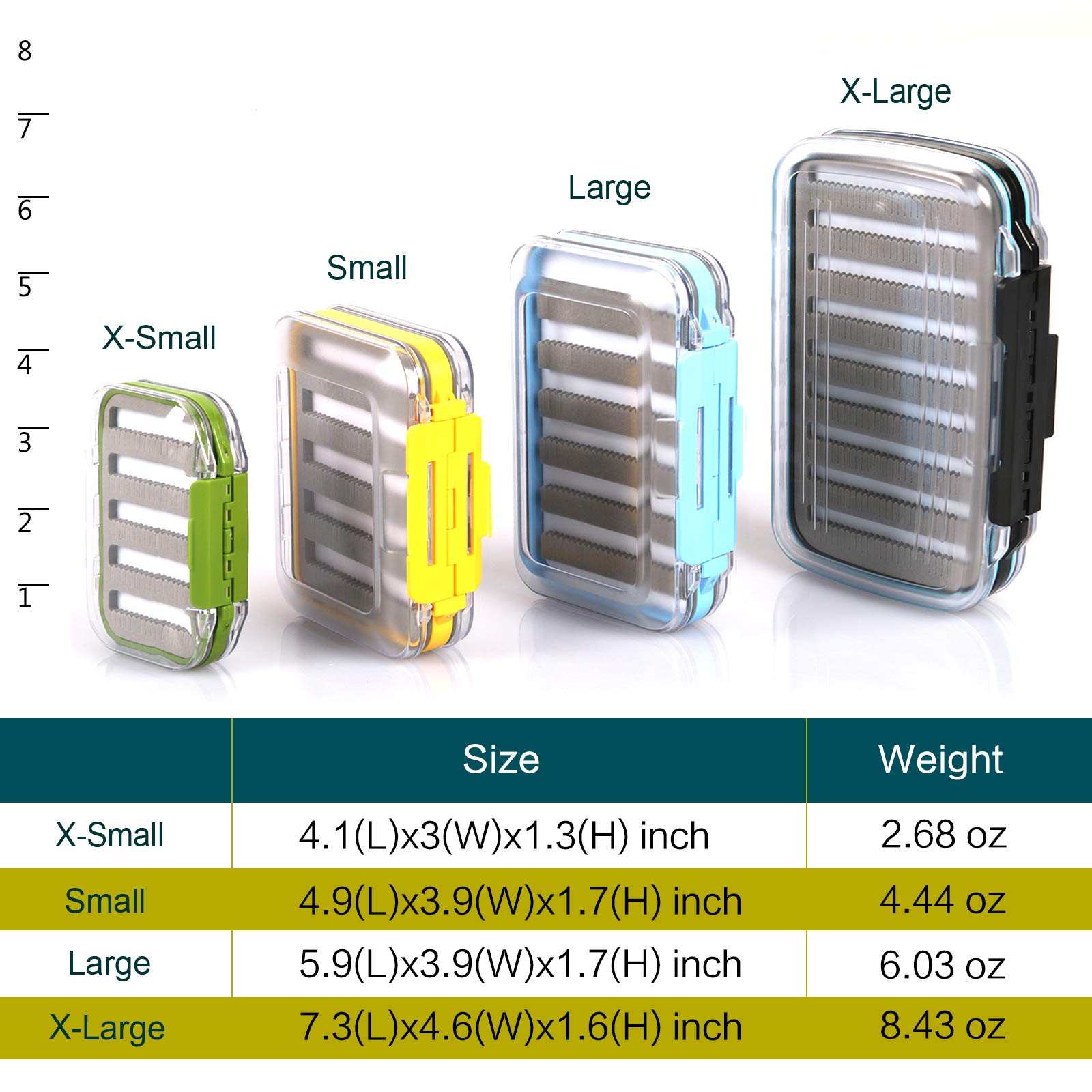Maxcatch Fly Box Two-sided Waterproof Jig Fly Fishing Box (Blue, Large-5.9''×3.9''×1.7'')