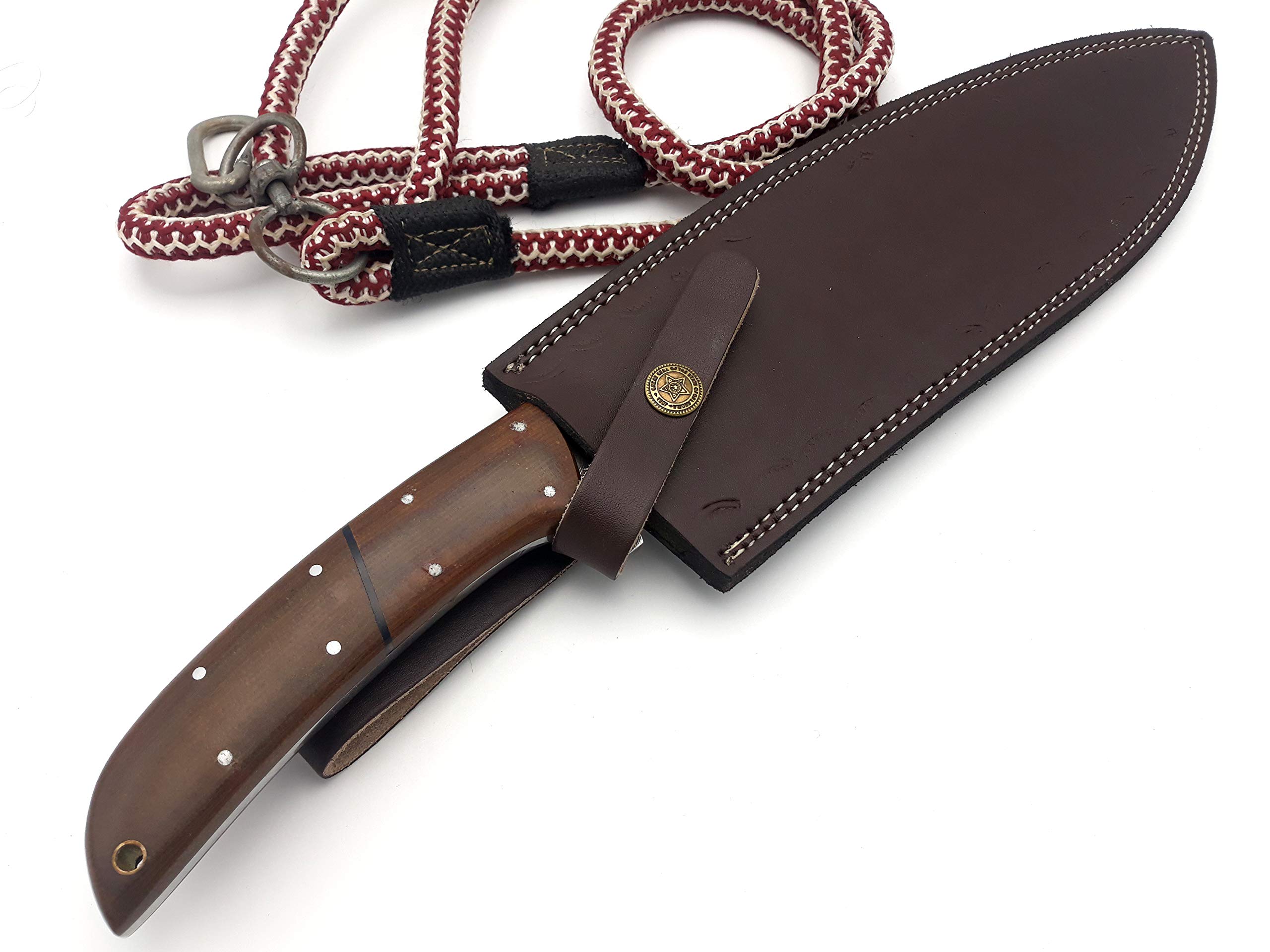 Nooraki BK-55 Handmade Damascus Hunting Bowie Knife Full Tang With Leather Sheath