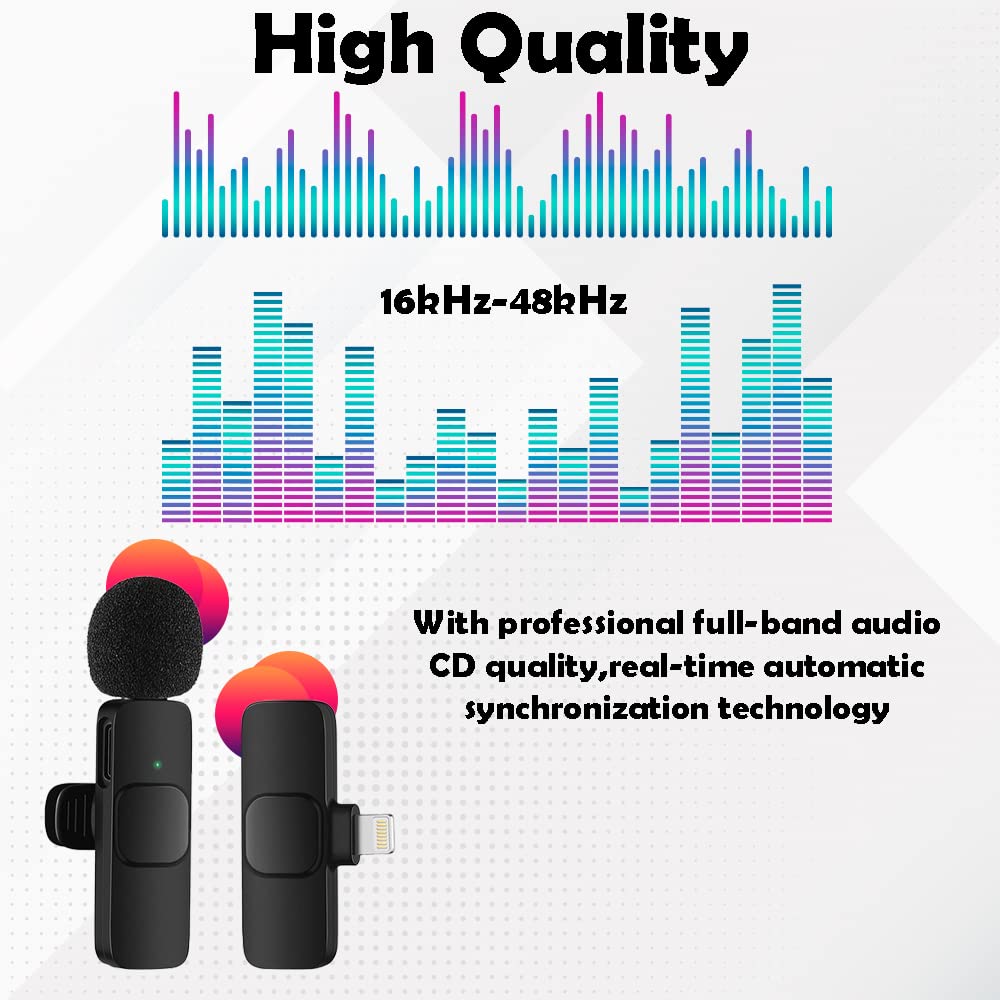 Microphone for iPhone - Mini Microphone - Clip-on Microphones - Wireless Lavalier Microphone for iPhone iPad Plug-Play Microphone Video Recording, Live Stream, YouTube, TikTok (2 Pack) (FOR IPHONE)