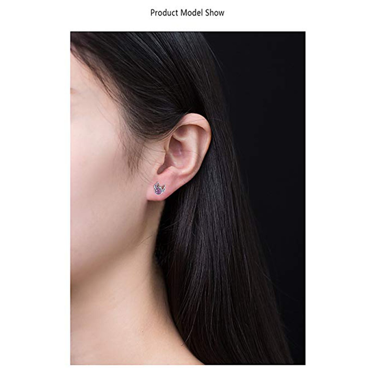 Mouse Stud Earrrings 925 Silver Sparkling Mini Mouse with Fashion Cubic Zirconia for Women Birthday Gift