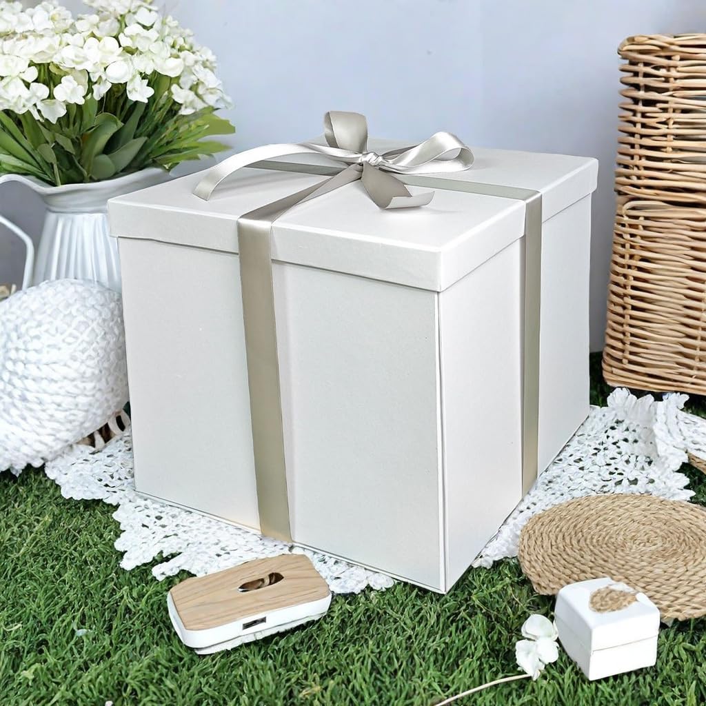 YINUOYOUJIA Large Gift Box 12x12x10 Inches,White Gift Boxes for presents,Birthday Gift Box,Present box Gift Box Packaging for Valentine's Day,Mother's Day,Christmas,Anniversariesā¦