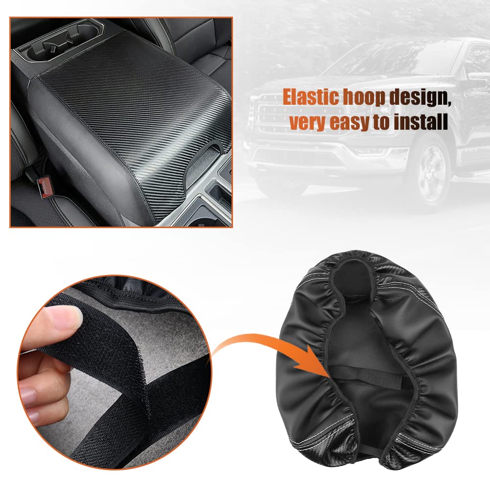 sportuli Center Console Cover Anti-Scratch Leather Armrest Box Protector Cover Replace for 2015-2020 Ford F150 (Carbon Fiber)