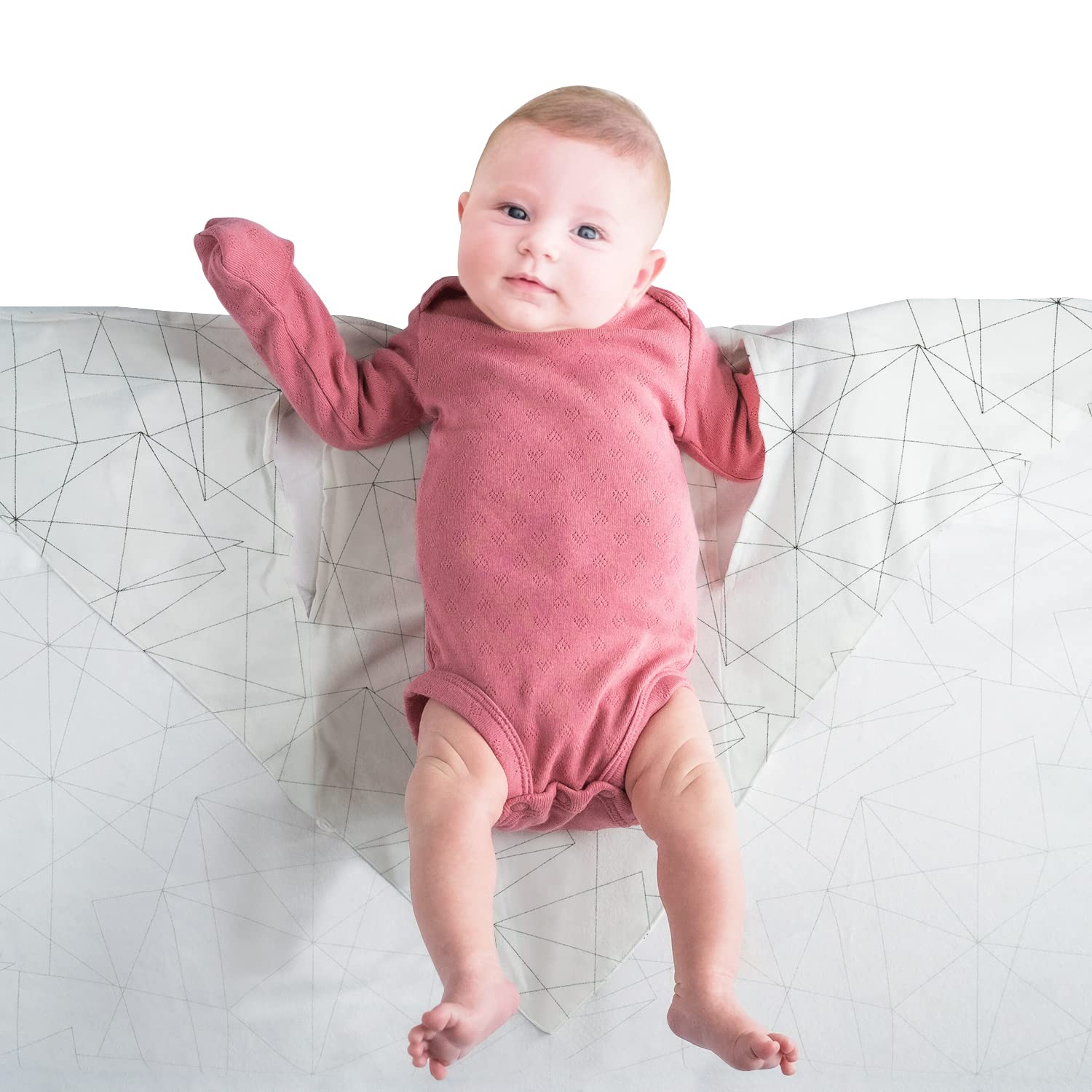 Norani Baby Snugababe Swaddle | Organic Cotton | Patented Newborn Baby Swaddle Blanket with Arm Inserts and Fastener | Geometric