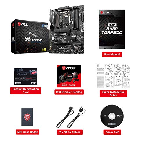 MSI MAG B460 Torpedo Gaming Motherboard (ATX, 10th Gen Intel Core, LGA 1200 Socket, DDR4, CFX, Dual M.2 Slots, USB 3.0, 2.5G LAN, DP/HDMI)
