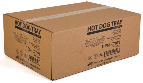 Southern Champion Tray 07091 Paperboard Red Check Hot Dog Tray, 7" Length x 2-3/4" Width x 1-1/2" Height (Case of 1000),WHITE