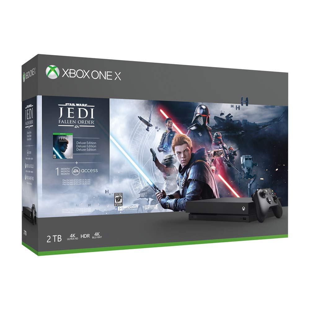 Microsoft Xbox One X 2TB SSD Star Wars Jedi: Fallen Order Deluxe Edition Console Bundle, with 1 Month Xbox Live Gold and Game Pass - 2TB Solid State Drive Enhanced (Renewed)