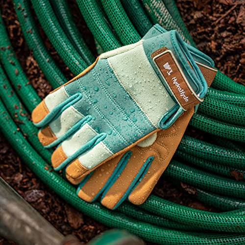 Wells Lamont Women's HydraHyde Water-Resistant Leather Palm Hybrid Work Gardening Gloves, Medium (Pack of 1) (3250M), Blue