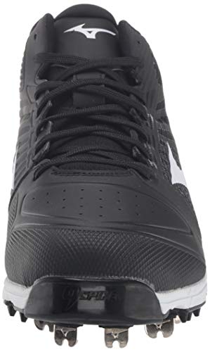 Mizuno Baseball Footwear Mid Mens Metal Baseball Cleat Black-white (9000), 12