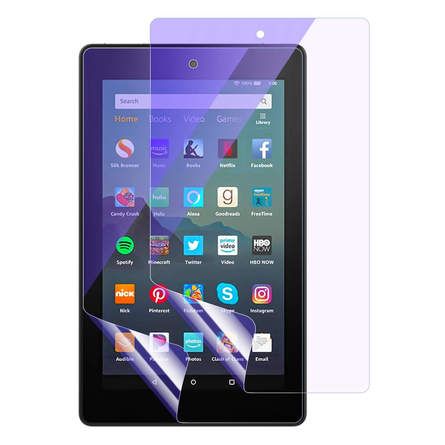 MoKo 2-Pack Screen Protector Fits All-New Amazon Kindle Fire 7 and Fire 7 Kids Edition 2019 & 2017 Tablet, Anti Blue Light Eye Protection Premium PET Film Screen Protector - Blue