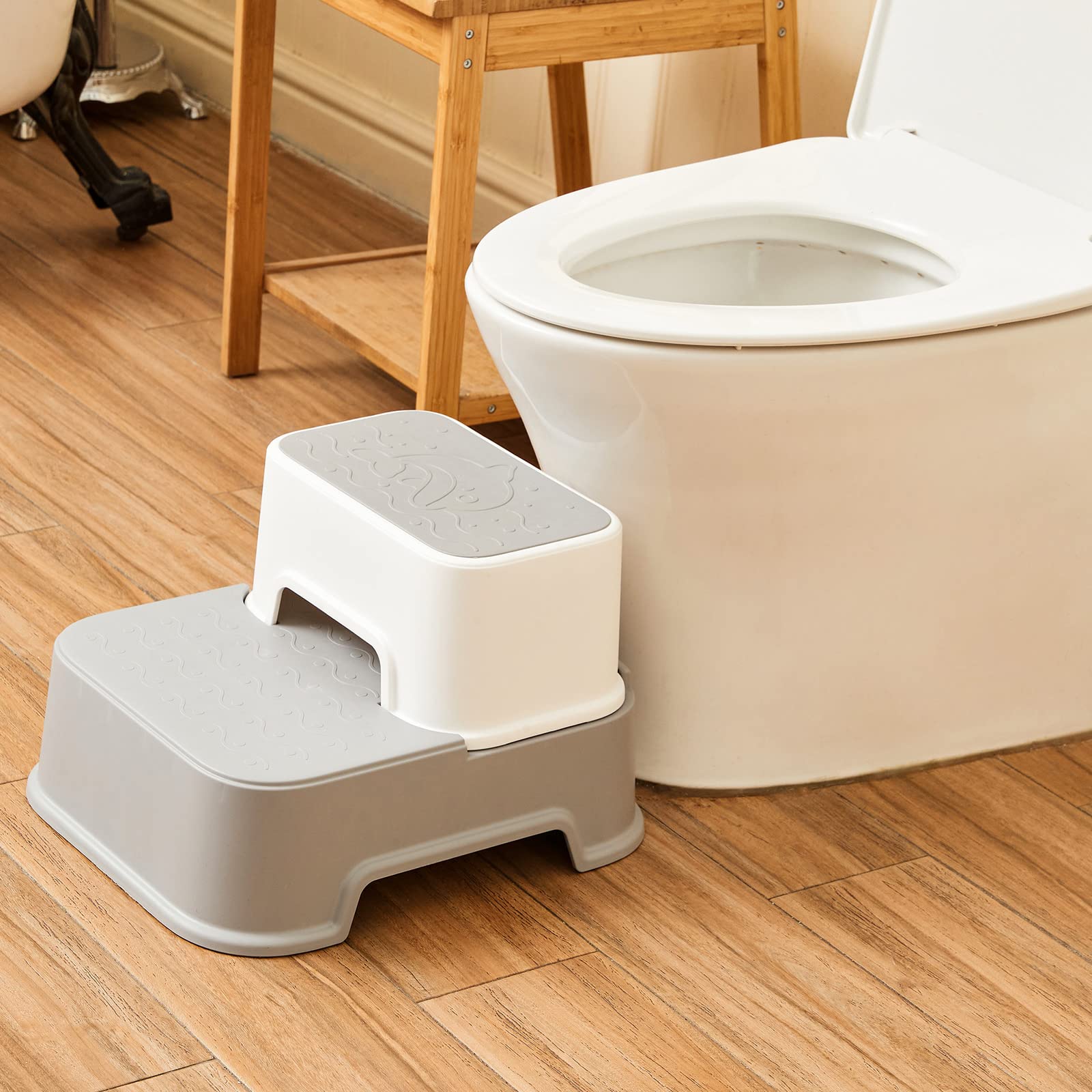 Toddler Step Stool for Bathroom,Kids Step Stool for Potty Training,Toilet Stool, Slip Resistant (Green, 1)