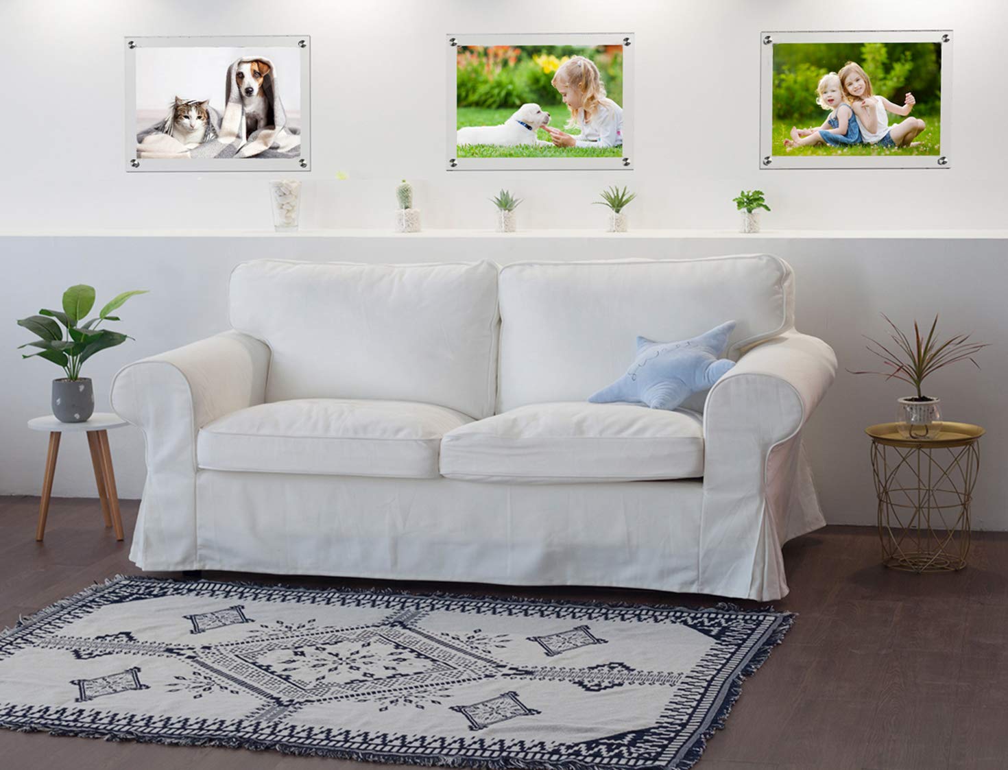Magicool 11x14 Clear Acrylic Wall Mount Floating Double Panels Frameless Picture Frame for Picture Photo Degree Certificate Home or Office(Full Frame is 12.5 x 15.5 inch)