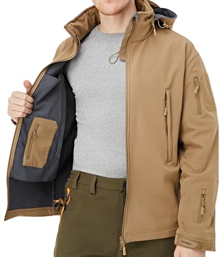 Mens Waterproof Jacket Mens Winter Coat Windproof Jacket Tactical Jackets Rain Jacket Winter Jacket Softshell Jacket for Men Grey XL