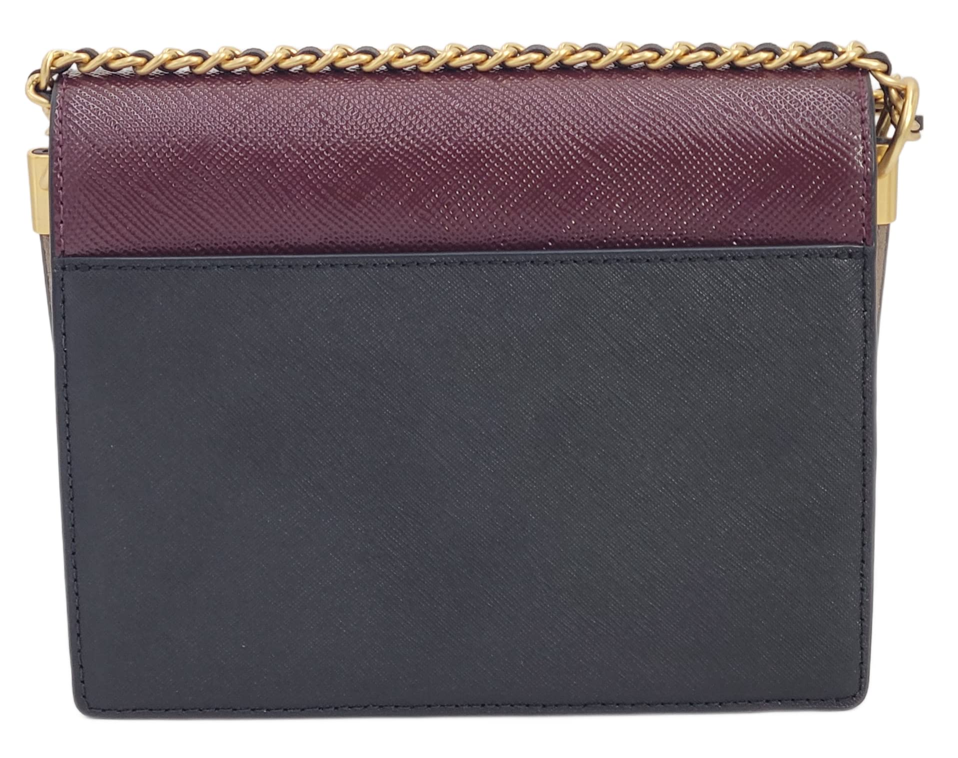 Tory Burch 145219 Robinson Black/Maroon Saffiano Leather Cream Off White Accent With Gold Hardware Women's Shoulder Crossbody Bag