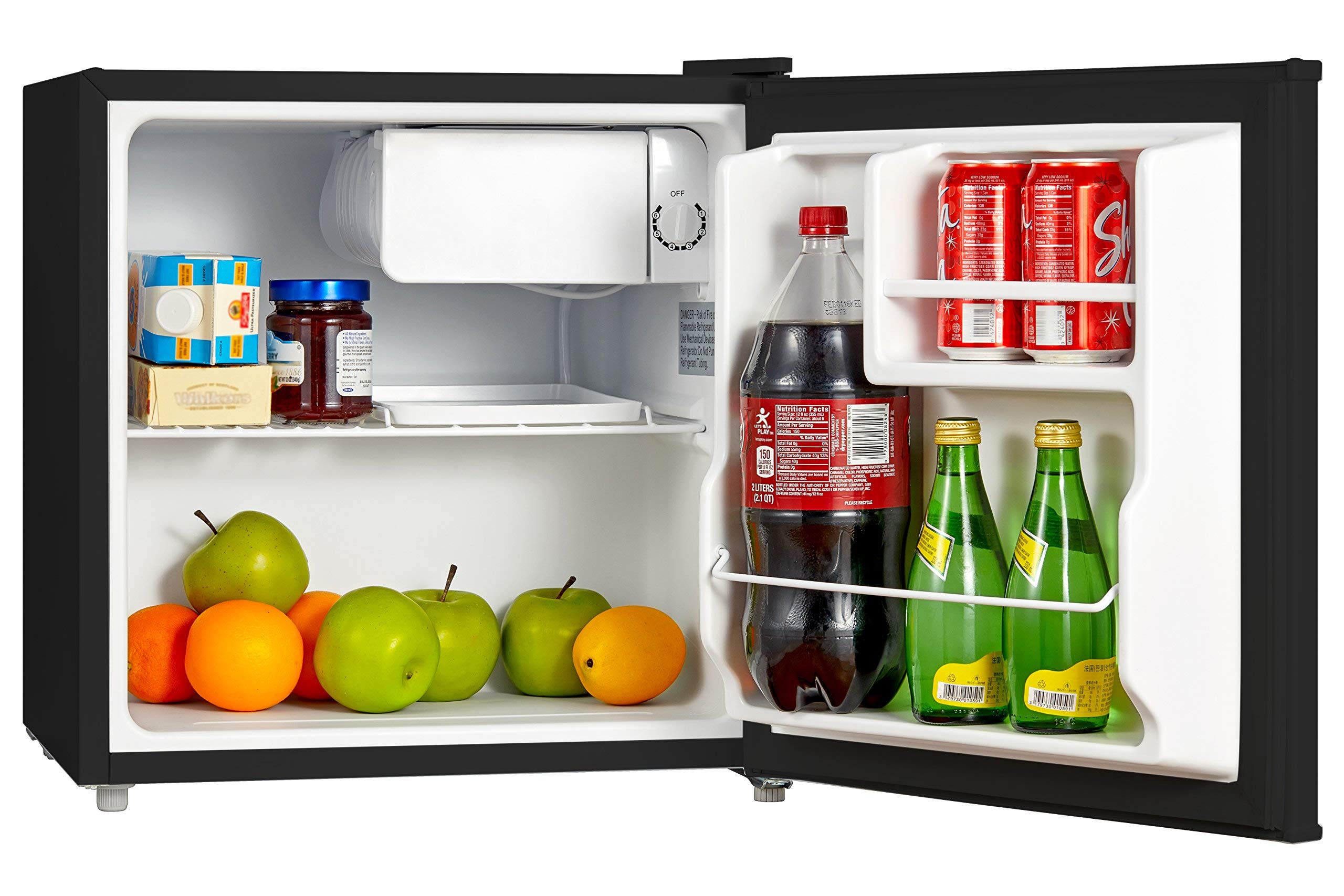 Midea WHS-65LB1 Compact Single Reversible Door Refrigerator, 1.6 Cubic Feet(0.045 Cubic Meter), Black (Renewed)