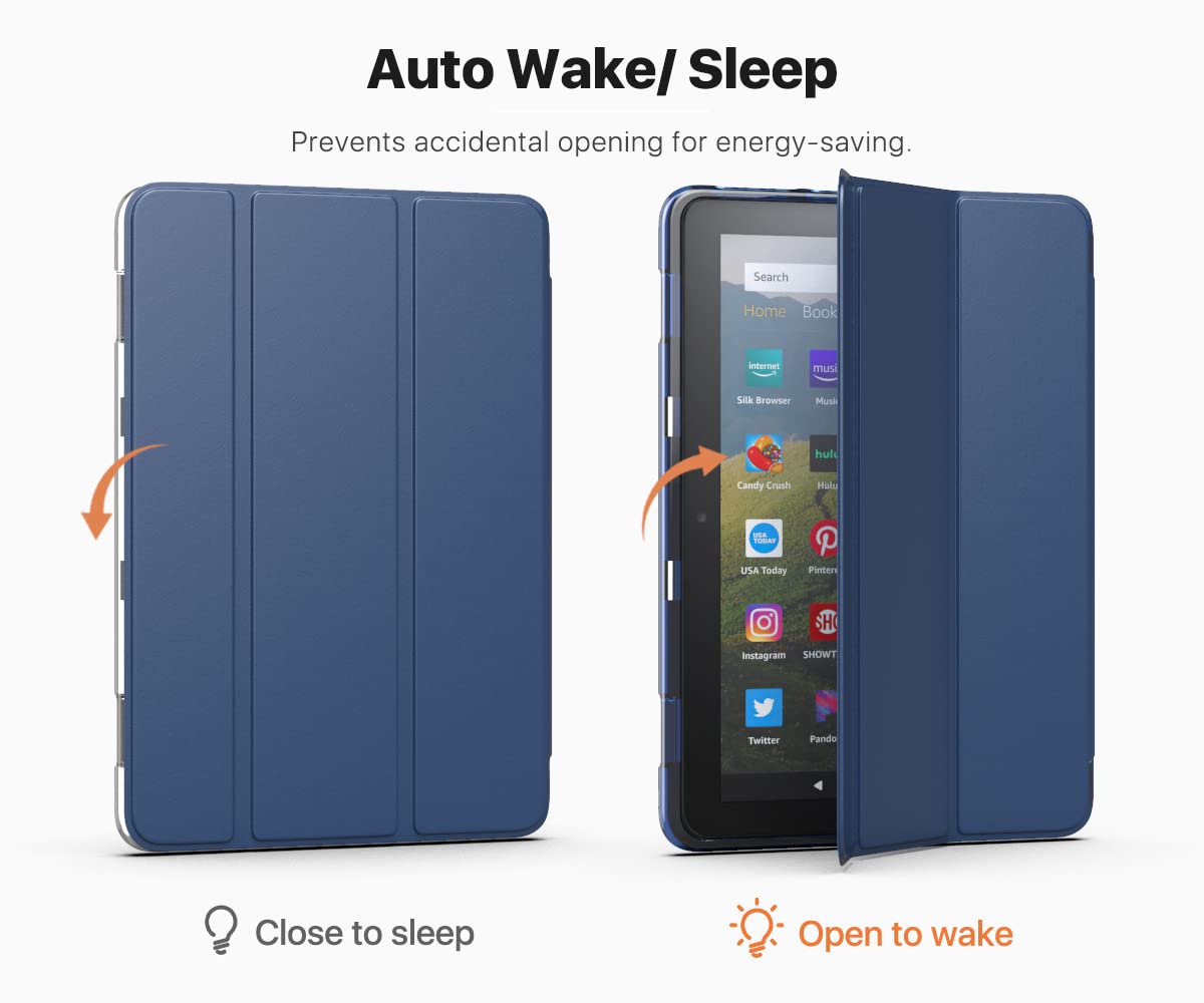 MoKo Case Fits Kindle Fire HD 8 & 8 Plus Tablet (10th Generation, 2020 Release), Soft TPU Translucent Frosted Back Cover Slim Smart Shell, Auto Wake/Sleep, Rose Gold