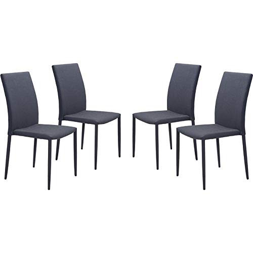 MAKLAINE Fabric 35''H x 16.9''W x 21.7''D Dining Chair in Black (Set of 4)